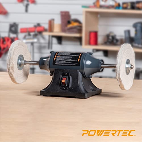 POWERTEC BF800 Slow Speed and Long Shift Bench Buffer Polisher with Buffing Wheels, 8 Inch Buffing & Polishing Bench Grinder Machine for Metal, Jewelry, Knives, Wood, Jade, and Plastic