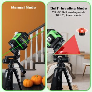 16 Line Lasers Level,4x360°Horizontal Vertical Cross Line Laser Level Tool with Remote Controller&2 Rechargeable Battery&Magnetic Rotating Stand&Hard Case for Picture Hanging/Construction/Tiling Floor