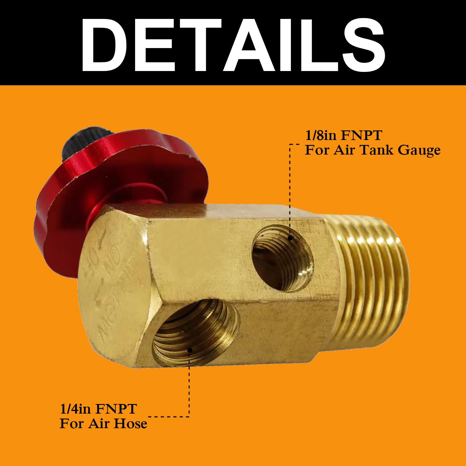 2 Pack Air Tank Manifold with Fill Port,SUNROAD Aluminum Knob,Safety Valve and Relief Bypass 1/2" NPT Tank x 1/4" NPT Hose x 1/8" NPT Gauge for Air Compressor Portable Tank