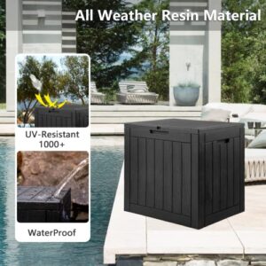 realife Deck Box 30 Gallon Outdoor Storage Box with Wheels, Waterproof Delivery Box with Lock for Patio Tools, Outdoor Cushions Pillows, Garden Supplies, Pet Stuff and Pool Accessories, Black