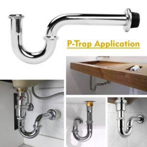 JEAPHA Stainless Steel P-Trap - 1 1/4 Inch Bathroom Basin Sink Waste Trap with Reducing Washer, Chrome Finish, Silver