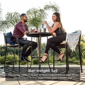 Best Choice Products 3-Piece Patio Bar Table Set, Outdoor Wicker Bar Height Bistro Furniture for Backyard, Poolside, Balcony w/Barstools, Cushions, Steel Frame – Brown/Beige