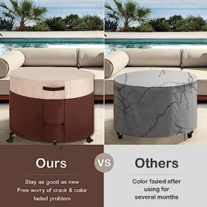 ELEXTYLE Waterproof Round Fire Pit Cover 36 Inch Heavy Duty Patio Fire Table Cover 600D Oxford Fabric Outdoor Fire Bowl Cover Durable Covers for Outdoor Fire Pits,36”D X 24”H