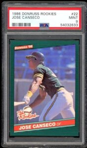 jose canseco rookie card 1986 donruss the rookies #22 psa 9