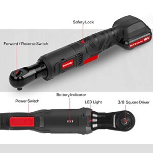 Eastvolt 3/8" Cordless Electric Ratchet Wrench Set, 55Ft-lbs 12V Cordless Ratchet Kit with 8 Sockets, 2 Packs 2.0Ah Lithium-Ion Batteries, Fast Charger and Carrying Bag