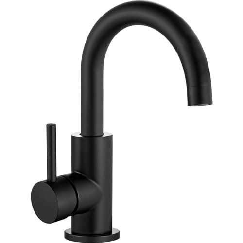 Midanya Matte Black Bar Sink Faucet for Bathroom Kitchen Small RV Campers Farmhouse Vanity Lavatory Faucet Single Handle Utility Marine Outdoor Faucet with Cover Plate, Water Supply Lines