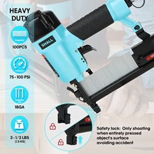 SHALL 18 Gauge Pneumatic Brad Nailer, 2 in 1, 18 GA Air Nail Gun and Crown Stapler, 800 Counts Brad Nails (1", 2") and Narrow Crown Staples (1", 1-1/2") Included, for DIY Project, Upholstery