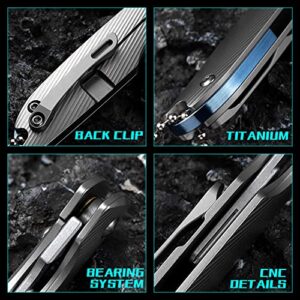 OLITANS T077 Folding Scalpel Mini Pocket knife with 10pcs #24 Replaceable Blade, CNC Machined Tc4 Handles Frame Lock Pocket Clip, 1.02oz