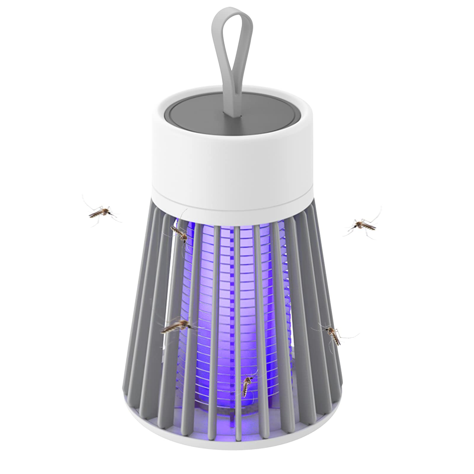 Electric Mosquito Zapper Lamp, Bug Zapper Fly Zapper & Mosquito Zapper Portable Indoor Bug Zapper, Bug Zapper Rechargeable Mosquito and Fly Killer Indoor Light with Hanging Loop White