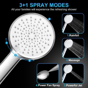 Luxsego 10-Inch Ultra-Thin Stainless Steel Rainfall Showerhead with 3-Way Diverter, Handheld Shower, and Adjustable Extension Arm