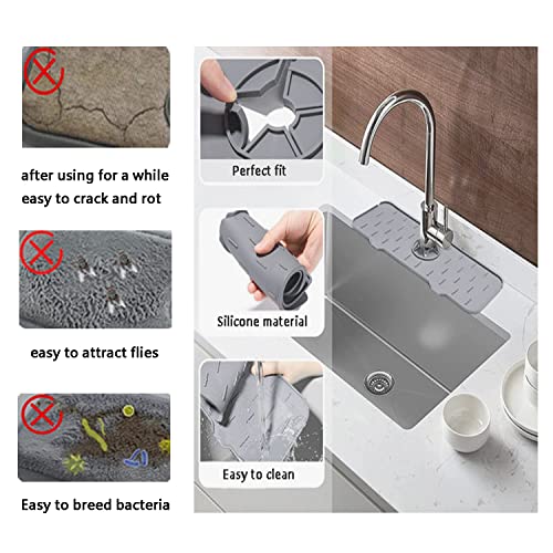 MANDINA 3pcs Silicone Faucet Handle Drip Catcher Tray, Kitchen Faucet Sink Splash Guard, Sink Protectors for Kitchen Sink, Silicone Faucet Water Catcher Mat, Drainer Pad Drying Mat for Kitchen