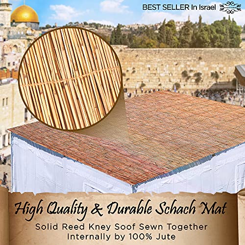 Sukkot Hadar- Kosher Reed Schach-Natural Reed Sukkha Mat, Highly Dense Whole Reed Peeled– Easy Assembly – 6x8-Feet