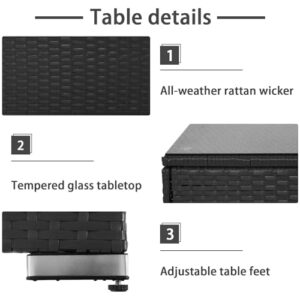 SUNCROWN 7-Piece Outdoor Patio Furniture Sofa Set All-Weather Wicker Sectional Conversation Set with Modern Glass Coffee Table and Cushions (Grey)