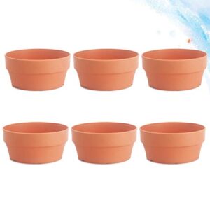 Operitacx Shallow Flower Pot 6pcs Plastic Pots for Plants Imitation Terracotta Plant Pot 12.5cm Cactus Flower Pots Succulent Planter for DIY Flower Basin