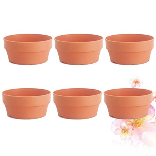 Operitacx Shallow Flower Pot 6pcs Plastic Pots for Plants Imitation Terracotta Plant Pot 12.5cm Cactus Flower Pots Succulent Planter for DIY Flower Basin