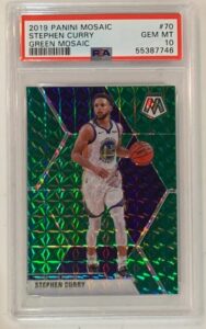 stephen curry 2019 panini mosaic green basketball card #70 graded psa 10