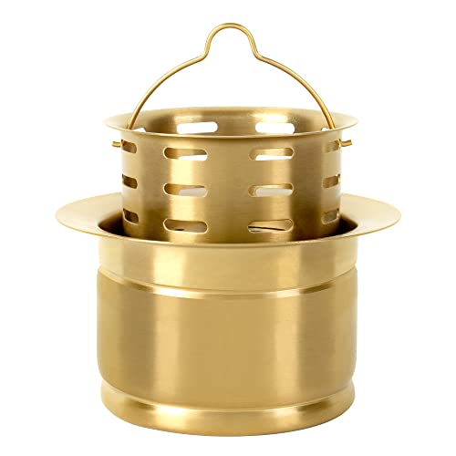 YAQUN Extended Garbage Disposal Flange with Basket Strainer,Deep Garbage Disposal Sink Flange for Kitchen Sink,Fit for 3-1/2 Inch Standard Sink Drain Hole Gold Deep Sink Flange