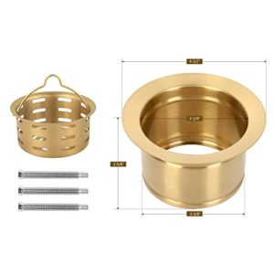 YAQUN Extended Garbage Disposal Flange with Basket Strainer,Deep Garbage Disposal Sink Flange for Kitchen Sink,Fit for 3-1/2 Inch Standard Sink Drain Hole Gold Deep Sink Flange