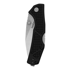 Kershaw Debris Mid Lock Folding Pocket Knife, Small 2.75 inch D2 Stainless Steel Blade with Mid-Lock, Manual Open with Thumb Stud, Deep Carry Pocketclip, Black Handle with Grey Stonewashed Blade