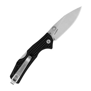 Kershaw Debris Mid Lock Folding Pocket Knife, Small 2.75 inch D2 Stainless Steel Blade with Mid-Lock, Manual Open with Thumb Stud, Deep Carry Pocketclip, Black Handle with Grey Stonewashed Blade