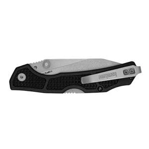 Kershaw Cargo Mid Lock Folding Pocket Knife, Every Day Carry Knife with 3.25 inch D2 Stainless Steel Blade, Mid-Lock, Deep Carry Pocketclip, Black Handle with Grey Stonewashed Finish Blade