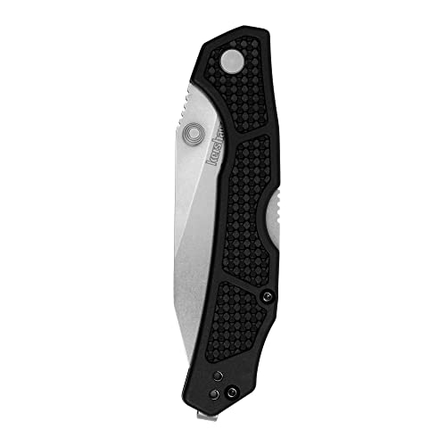 Kershaw Cargo Mid Lock Folding Pocket Knife, Every Day Carry Knife with 3.25 inch D2 Stainless Steel Blade, Mid-Lock, Deep Carry Pocketclip, Black Handle with Grey Stonewashed Finish Blade