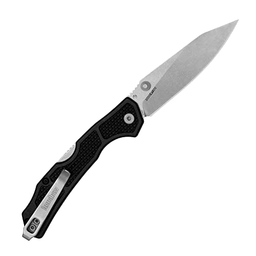 Kershaw Cargo Mid Lock Folding Pocket Knife, Every Day Carry Knife with 3.25 inch D2 Stainless Steel Blade, Mid-Lock, Deep Carry Pocketclip, Black Handle with Grey Stonewashed Finish Blade