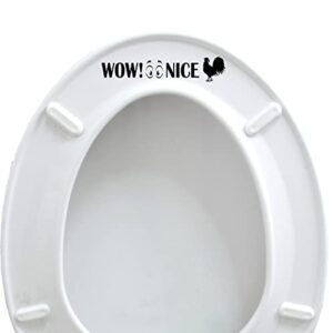 4 pack wow whoa nice rooster cock toilet sticker decal funny stickers, prank stickers, die-cut vinyl waterproof sturdy material toilet seat nice cocktail stickers decals