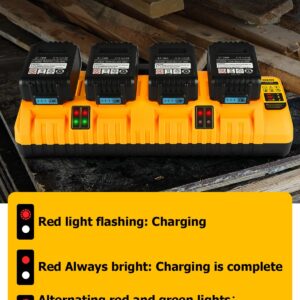 COOMYXIN DCB104 Replacement Charger Station for Dewalt 20V Batteries - 4-Port Multi Battery Charger with 2 USB Ports - Compatible with Dewalt 12V 20V Power Tools (No Batteries Included)