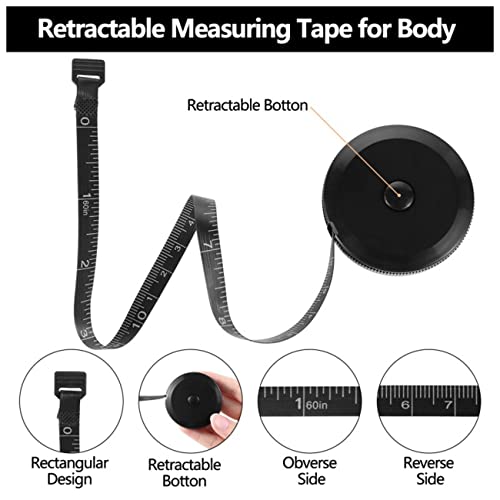 3 PCS Tape Measure Body Measuring Tape 60in (150cm), Retractable Tape Lock Pin and Push-Button Retract, Portable for Weight Loss, Sewing, Fabric, Cloth, Tailor(White)