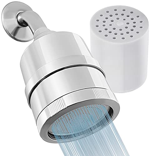 2 In 1 Shower Head Filter, Rain Shower Head High Pressure with Replaceable Shower Water Filter, Rainfall Water Softener Filtered Showerhead for Hard Water (Shower Filter Case)