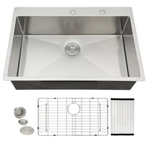 33 kitchen sink drop in - fulorni 33"x22" kitchen sink drop in topmount 16 gauge stainless steel single bowl above counter kitchen sink basin