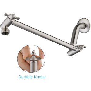 BRIGHT SHOWERS 10 Inch Shower Arm Extender with Shower Head Combo with Two Spray Setting Fixed Shower Head and Two Spray Settings Handheld Shower Head with Grey Face, Brushed Nickel