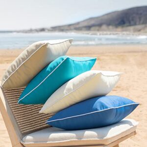 Phantoscope Pack of 2 Outdoor Waterproof Solid Throw Decorative Pillow Cover Decorative Square Outdoor Pillows Cushion Case Patio Pillows for Couch Tent Sunbrella, Teal Blue 18x18 inches 45x45 cm