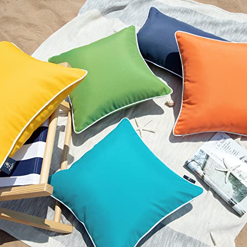 Phantoscope Pack of 2 Outdoor Waterproof Solid Throw Decorative Pillow Cover Decorative Square Outdoor Pillows Cushion Case Patio Pillows for Couch Tent Sunbrella, Teal Blue 18x18 inches 45x45 cm