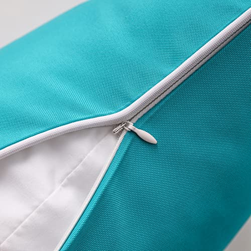 Phantoscope Pack of 2 Outdoor Waterproof Solid Throw Decorative Pillow Cover Decorative Square Outdoor Pillows Cushion Case Patio Pillows for Couch Tent Sunbrella, Teal Blue 18x18 inches 45x45 cm