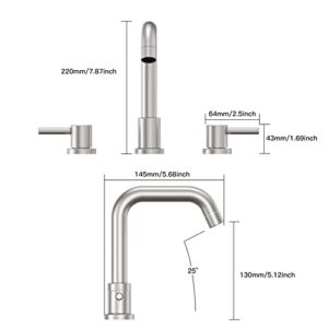 Brushed Nickel Widespread Bathroom Faucets for Sink 3 Hole, 8 Inch 2 Handle Faucet for Bathroom Sink with Pop Up Drain and cUPC Lead-Free Faucet Supply Hose - Brushed Nickel