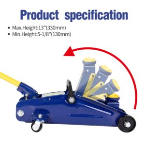 Aain 2 Ton Heavy Duty Floor Jack,Hydraulic Low Profile Trolley Service Floor Jack,Blue