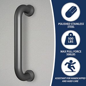 Safety Handle Bar Iron Outdoor Deck Rail Safety Handle Bar Banister Rail Bath Handle Shower Handle Indoor & Outdoor Deck Hand Rail Handle 500LBS Load Capacity Wall Mount Stainless Steel 2 Pack