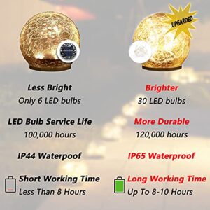 JIALINXIA Solar Lights Outdoor Garden Decor, 2 Pack Cracked Glass Ball Waterproof Warm White LED for Outside Decorations Pathway Patio Yard Lawn Gardening Gifts Accessories, 2 Globe (3.9")