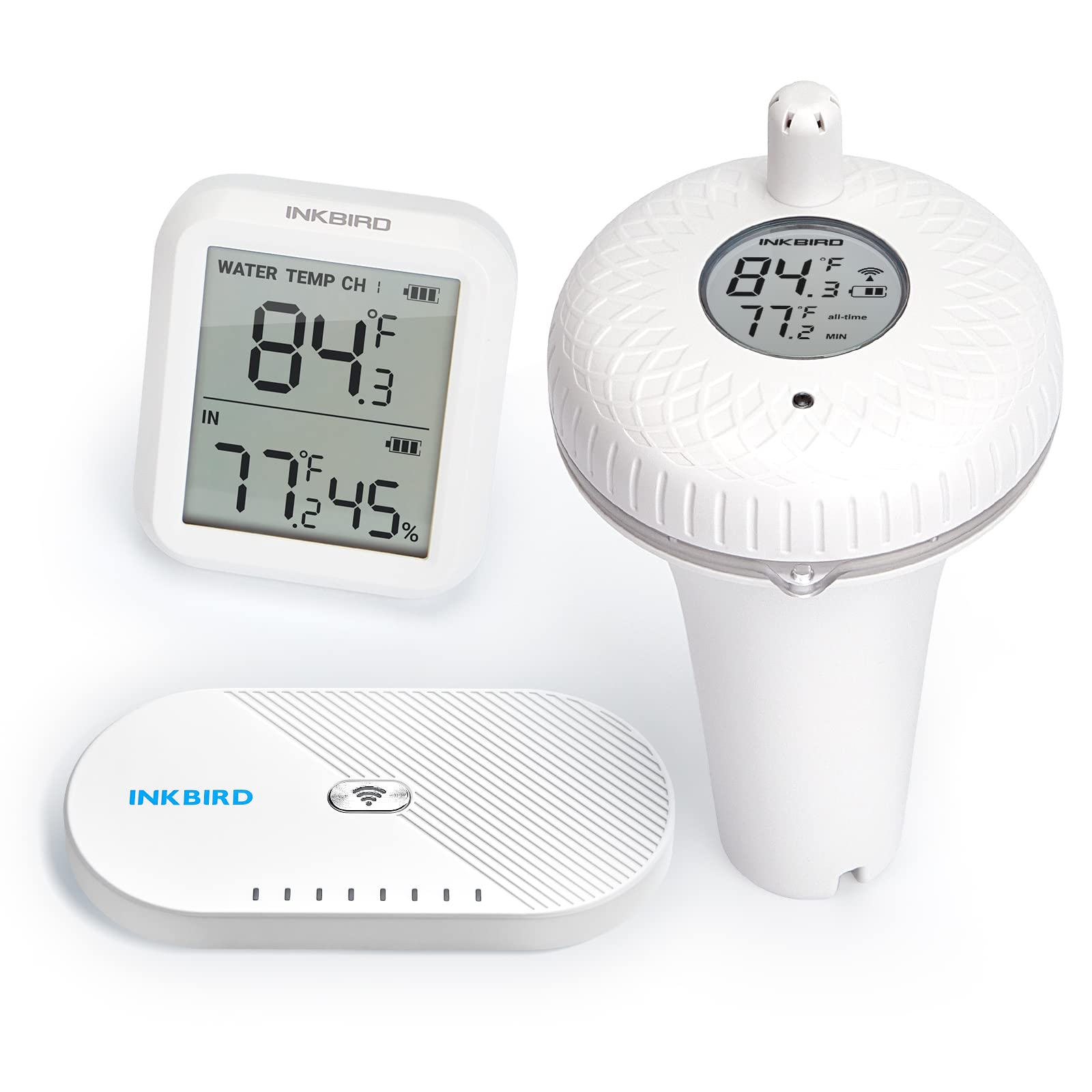 INKBIRD Wireless Pool Thermometer and WiFi Gateway Combo, with IBS-P01R Floating Thermometer for Swimming Pool, IBS-M1 WiFi Gateway Supports Wireless Thermometer Connection with Export Data