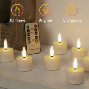 Homemory Rechargeable Candles Tea Lights with Remote Timer, LED Tea Lights Candles Battery Operated, Rechargeable Flameless Candles for Home Decor Seasonal Decor, Dia 1-1/2‘’ X H 2-1/3'', 6-Pack