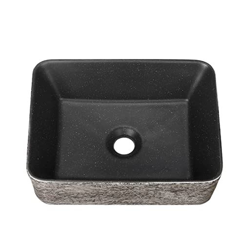 KGAR Ceramic Vessel Sink Rectangle Bathroom Sink Above Counter 16'' x 12'' Porcelain Sink Bowl, Slate Gray