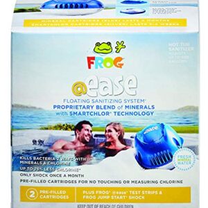 FROG @Ease Floating Sanitizing System for Hot Tubs up to 600 gallons, Self-Regulating Spa Sanitizer + 1 Packet of FROG Maintain Non-Chlorine Shock Treatment, Cyanuric Acid Free