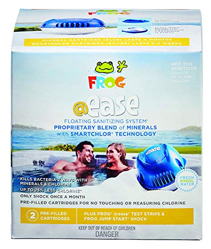 FROG @Ease Floating Sanitizing System for Hot Tubs up to 600 gallons, Self-Regulating Spa Sanitizer + 1 Packet of FROG Maintain Non-Chlorine Shock Treatment, Cyanuric Acid Free