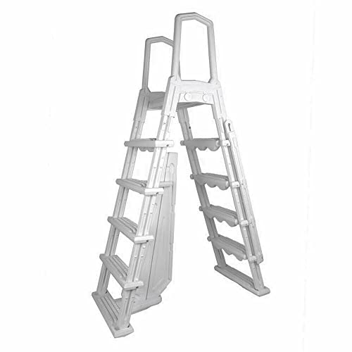 Aqua Select White Flip-Up A-Frame Ladder for Above Ground Swimming Pools 48-54" H