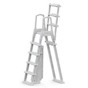 Aqua Select White Flip-Up A-Frame Ladder for Above Ground Swimming Pools 48-54" H