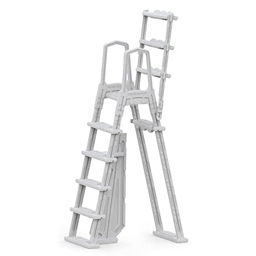 Aqua Select White Flip-Up A-Frame Ladder for Above Ground Swimming Pools 48-54" H