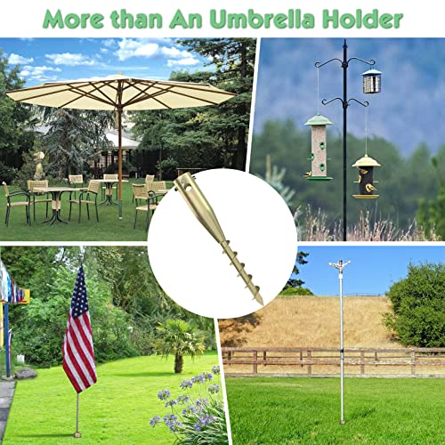 DAKEPOLE Patio Ground Beach Sand Umbrella Anchor,Rust Free Outdoor Beach Sand Umbrella Base with Ground Anchor Screw for Sun Protection, Shade,Universal Fits Flag Pole Umbrella Holder Stand