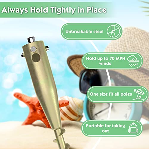 DAKEPOLE Patio Ground Beach Sand Umbrella Anchor,Rust Free Outdoor Beach Sand Umbrella Base with Ground Anchor Screw for Sun Protection, Shade,Universal Fits Flag Pole Umbrella Holder Stand